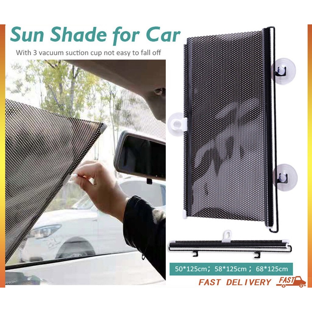 Car Side Window Sun Shade Curtain Retractable Car Window Sunshade Anti ...