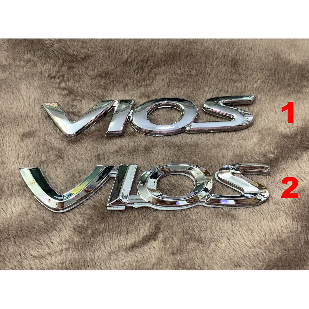 VIOS TOYOTA LOGO BADGE Sticker Emblem Letter End Cap silver Chrome ...