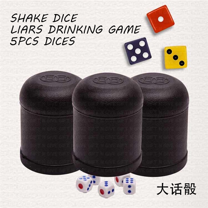 Shake Dice Liars Drinking Game 5PCS Dices Cup 大话骰 Party Play Gathering ...