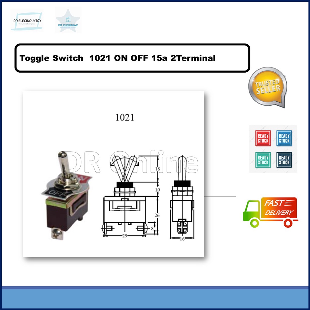Toggle Switch ON-OFF / ON-OFF-ON 10A/15A ,2Terminal /3terminal ...