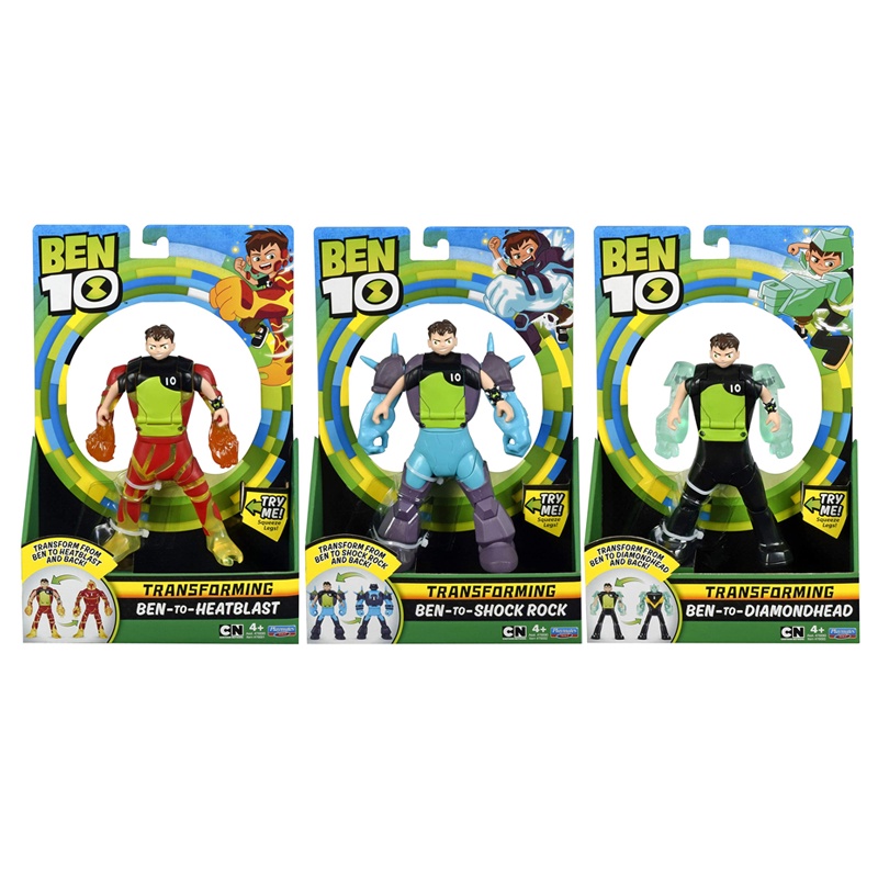 BEN 10 Transforming Figure,Heatblast,Diamondhead,Shock Rock 3 Types ...