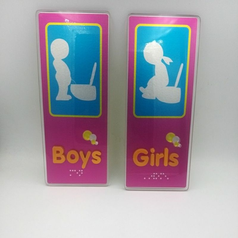 Acrylic Toilet Signs Embossed Boys/Girls Cute Stirring Sold In Pairs ...
