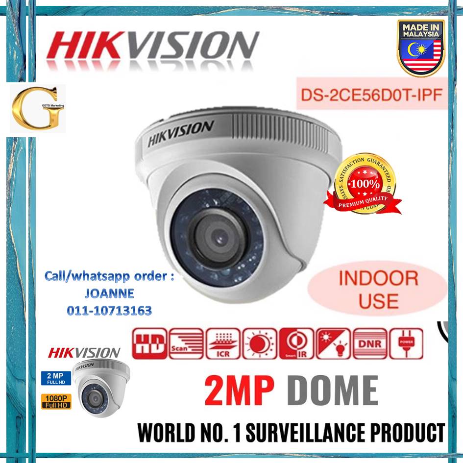 HIK VISION CCTV INDOOR DOME CAMERA DS-2CE76D0T-IPF 2MP Analog Full HD ...