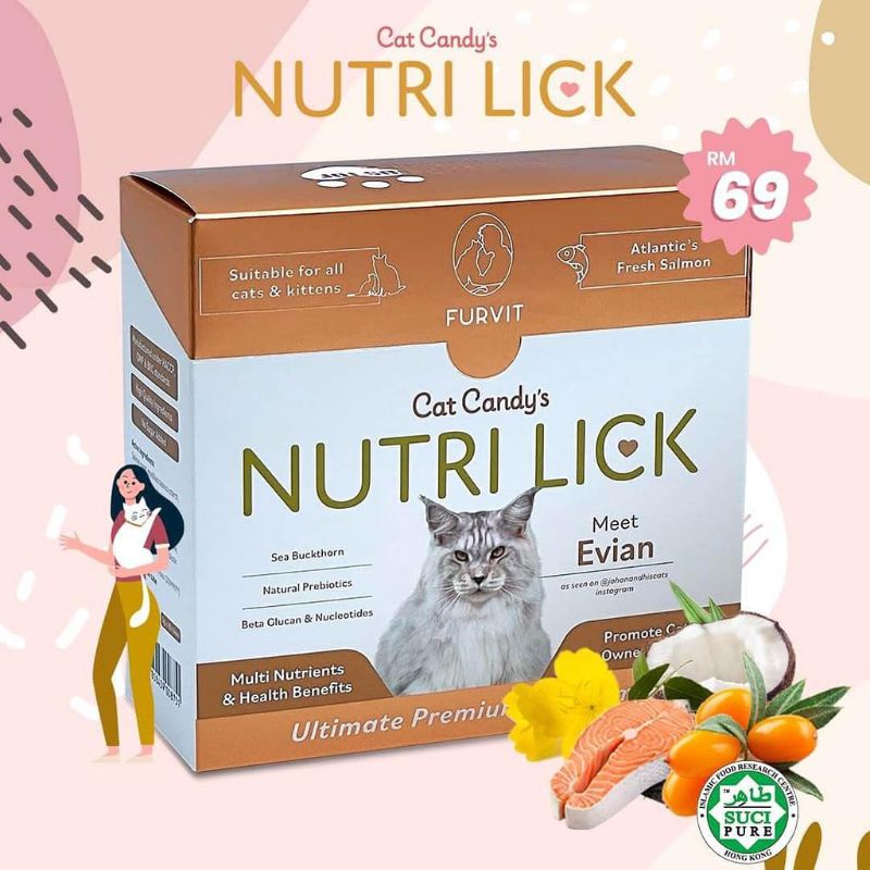 Furvit Cat Candy's NutriLick/Cat Vitamin kucing(40 sachets) | Shopee ...