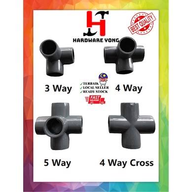 PVC Pipe Fitting Connector Joint Penyambung Paip For PVC Grey Pipe Paip Kelabu Air 3/4/5/Way ...