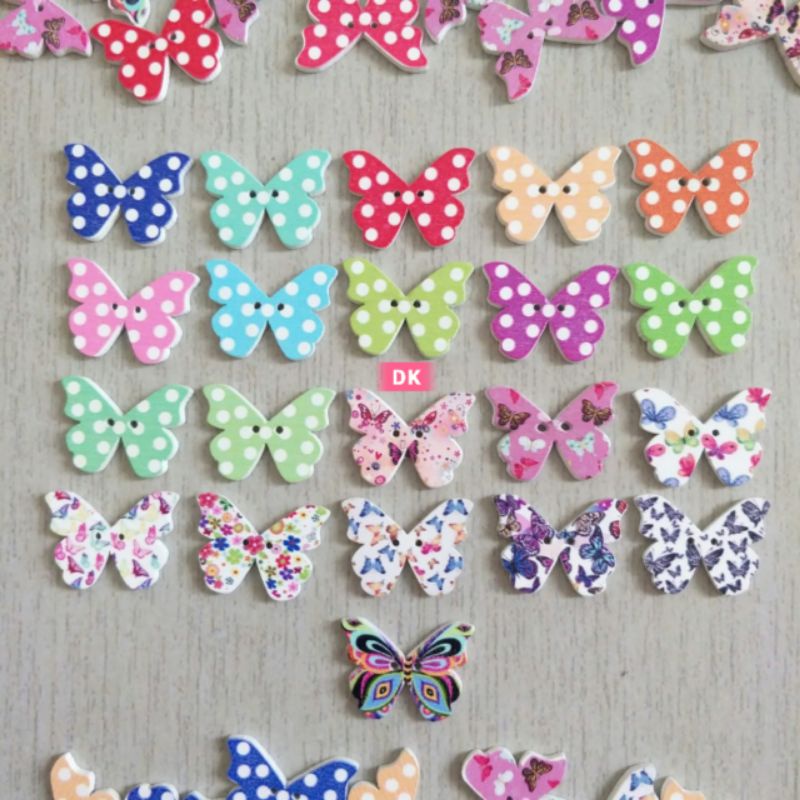 🦋 Wooden Buttons Handmade/ Butang Kayu #Butterfly 🦋 | Shopee Malaysia