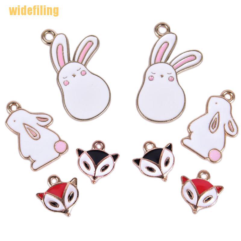 widefiling 10Pcs/Set Enamel Alloy Fox Rabbit Charms Pendant Jewelry DIY ...