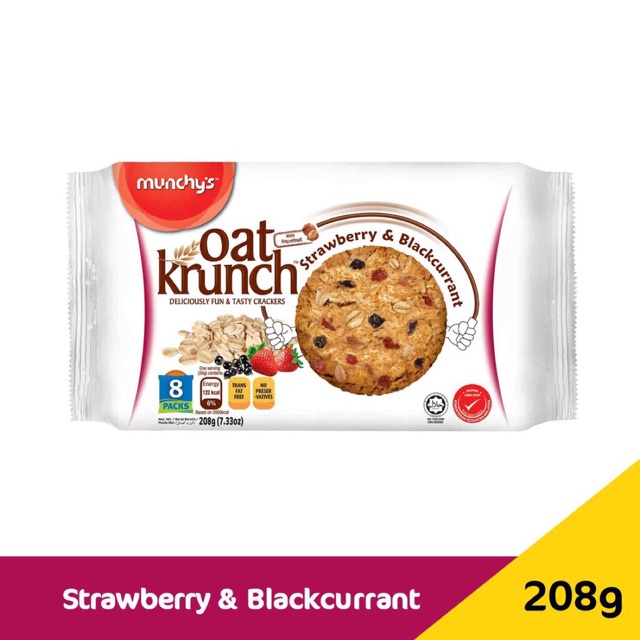 Munchy's Oat Krunch Strawberry & Blackcurrant 208gm | Shopee Malaysia