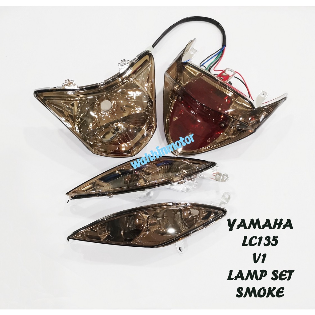 YAMAHA LC135 V1 LC135-V1 HEAD LAMP FRONT SIGNAL TAIL LAMP SET LAMPU SET SMOKE BLUE CHROME TINTED ...