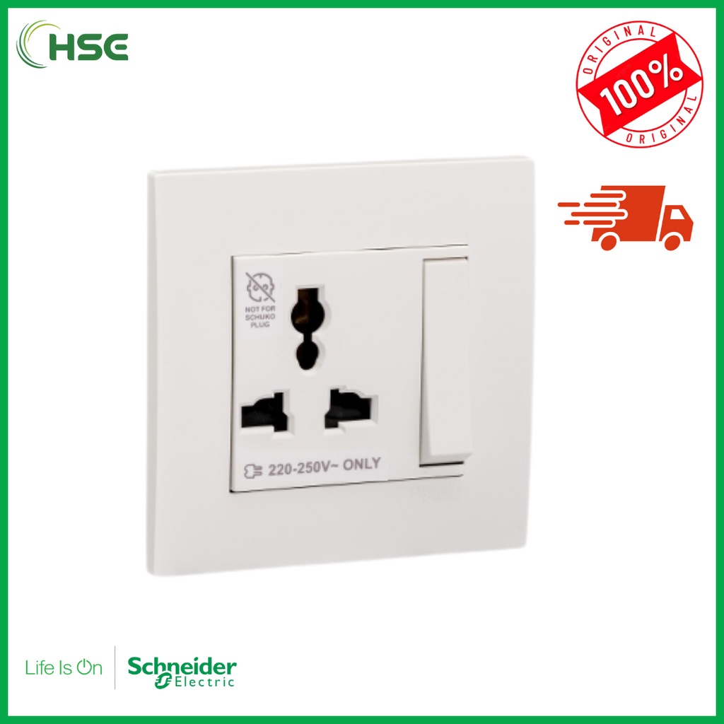 SCHNEIDER KB113LS_WE VIVACE SWITCH UNIVERSAL SOCKET 13A 250V 1G 3PIN ...