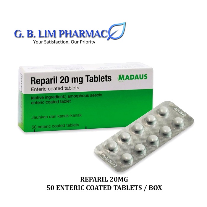 Reparil 20MG Enteric Coated Tablets 30 TABLETS OR 50 TABLETS Per BOX ...