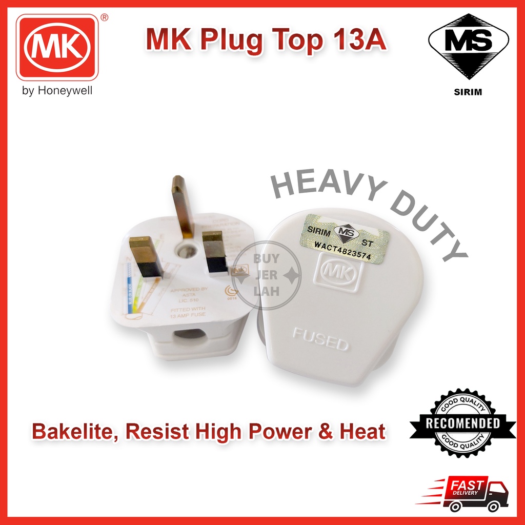 MK Plug Top 13A 3 Pin 250V Heavy Duty Bakelite Plug Top 646 【SIRIM】 | Shopee Malaysia