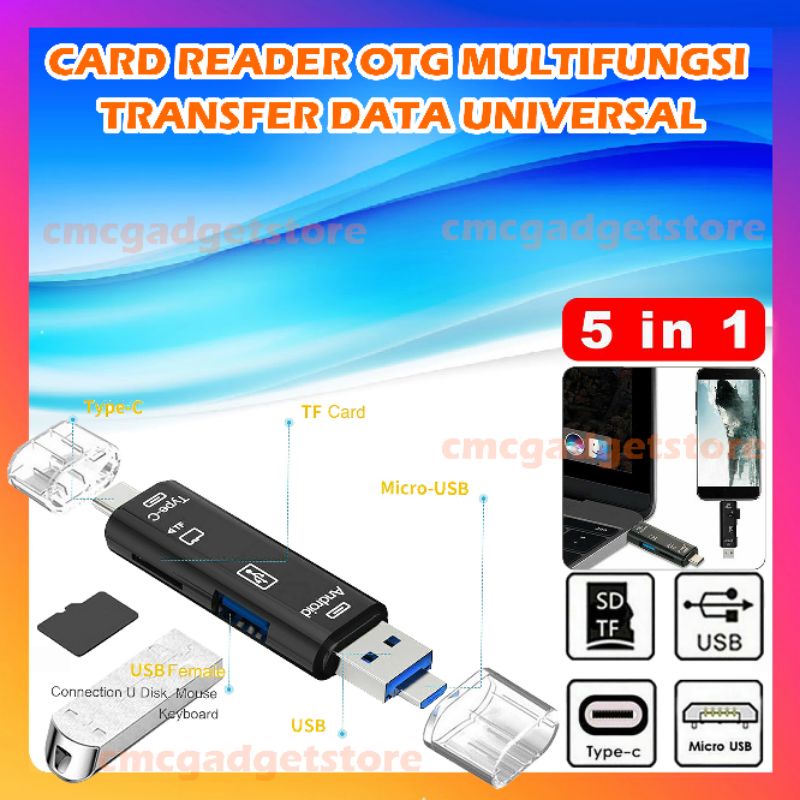 Card Reader 5 in 1 OTG Type C Micro USB TF Memory Card | Shopee Malaysia