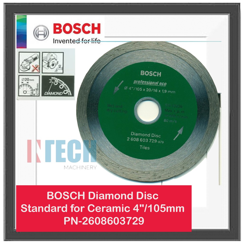 BOSCH 2608603729 DIAMOND CUTTING DISC 4" - FOR CERAMIC 105X16/20MM ...
