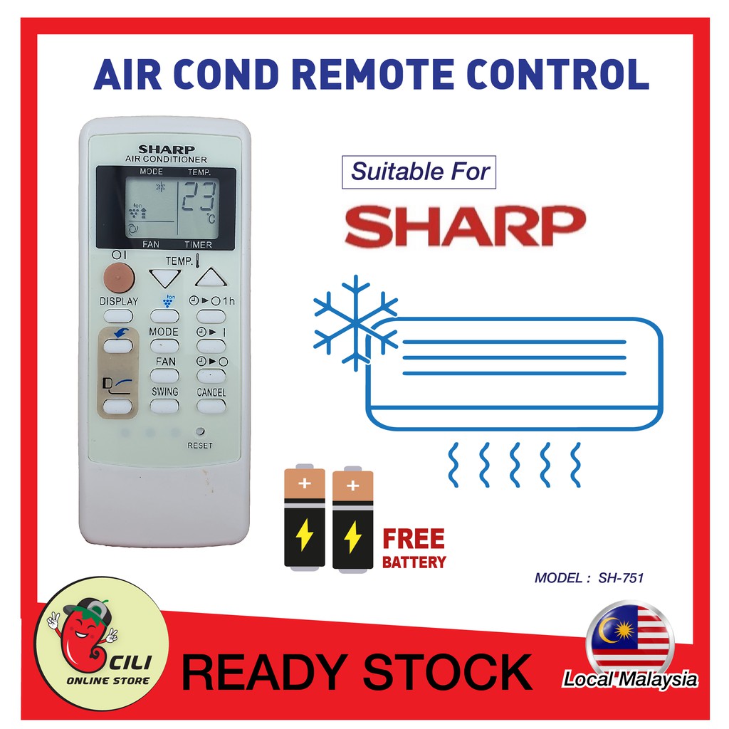 SHARP Air Cond Aircond Air Conditioner Remote ControlSH-751 | Shopee ...
