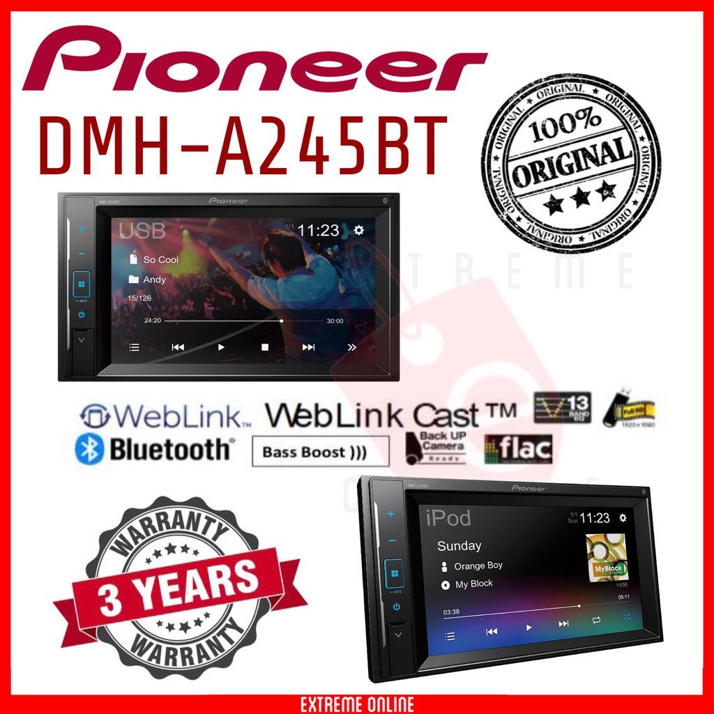 PIONEER (2021 New Model) DMH-A245BT AV Multimedia Car Player with Mirroring / Weblink ...