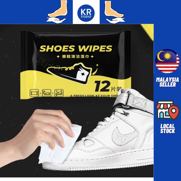 12 pcs Sneakers Shoe Cleaning Wet Wipes Tisu Cuci Kasut Instant Clean ...