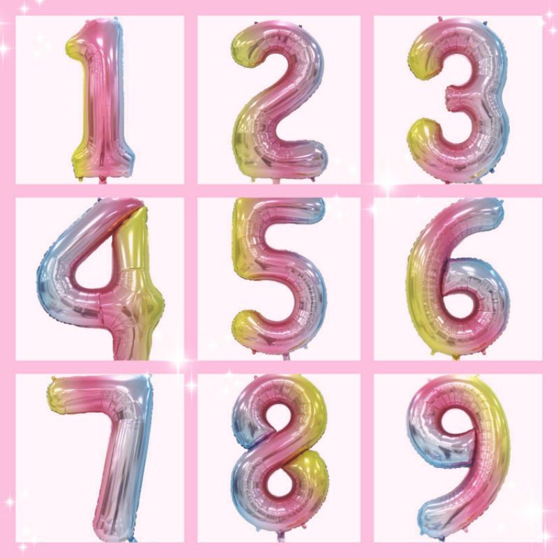 [Ready Stock ] 32 Inch/40 Inch Rainbow Colourful Standing Numbering ...