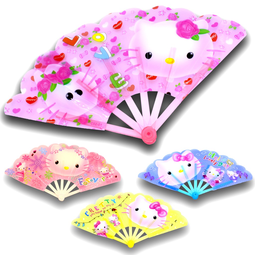 READY STOCK🔥Cute Hello Kitty Plastic Waterproof Folding Hand Fan ...