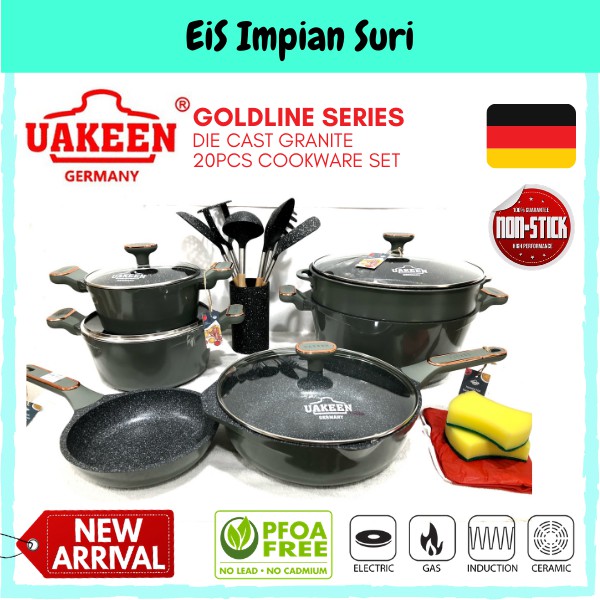 (Ready Stock!!) (VK-367) UAKEEN Germany 20pcs Granite Stone Non Stick ...