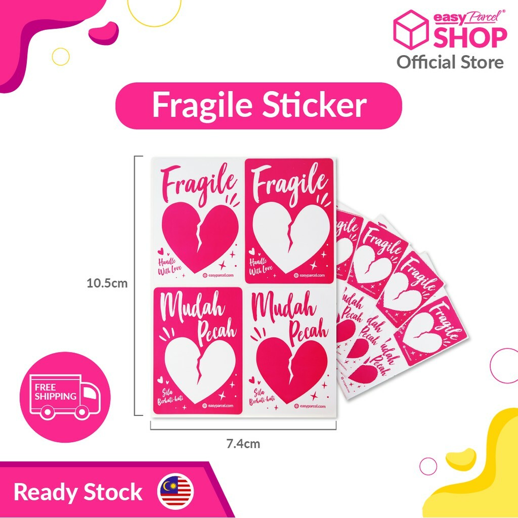 🔥 READY STOCK 🔥 EasyParcel Fragile Label Sticker (50 Sheets) - Mudah ...