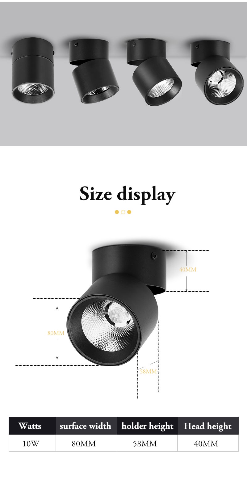 3 Colors Led Downlight Spotlight Foldable Ceiling Lights 220V Surface ...