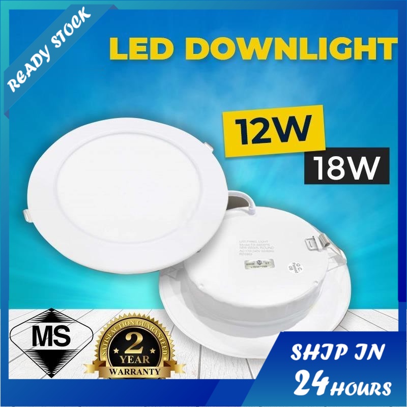 [Sirim] READY STOCK LED Downlight 12W 18W Round square 4" 6'' Recessed Downlight Daylight 6500K ...