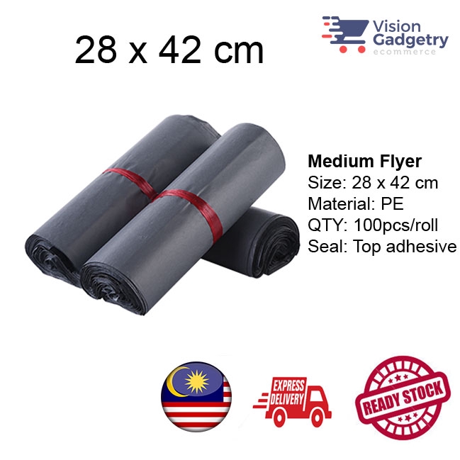 100 PCS Courier Flyer Bag Packing Plastic J&T Poslaju Gdex DHL - Medium ...