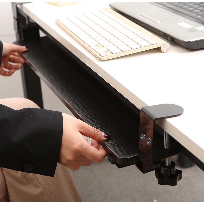 Punch-free desktop extension board keyboard bracket slide rail drawer ...