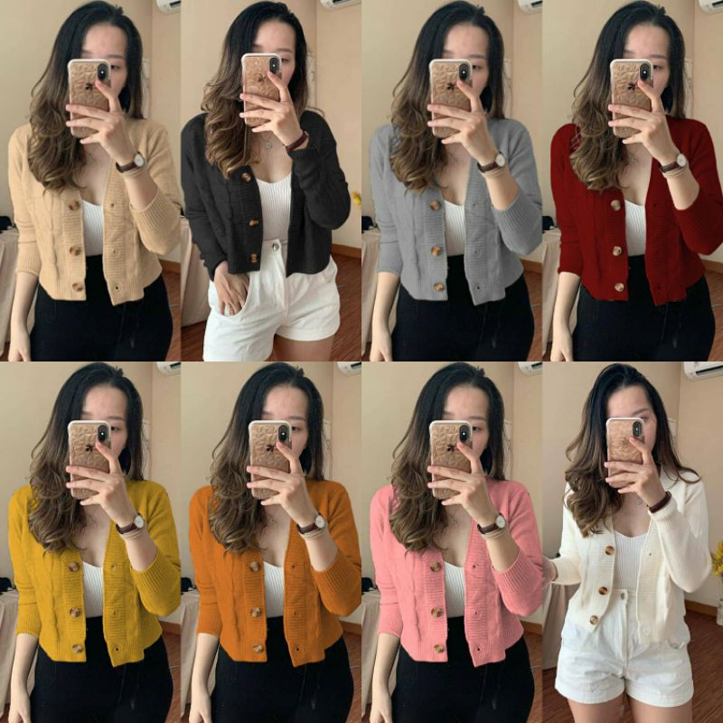 HITAM Women's crop rosie cardigan import ns/Women's Clothing outer wear ...