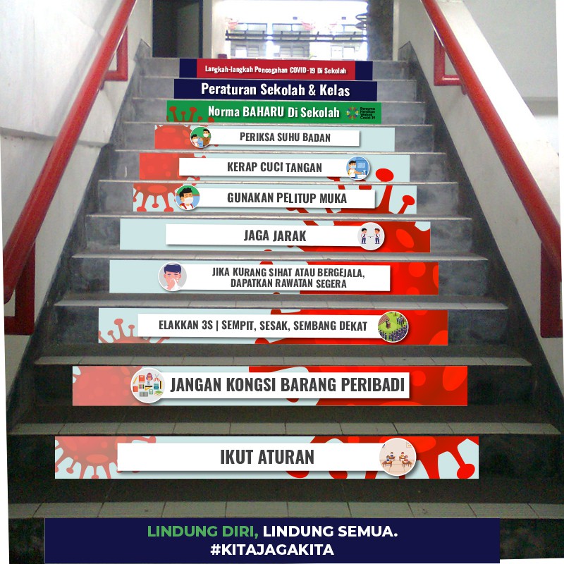 Poster Tangga | Peraturan Sekolah & Kelas | Norma BAHARU Di Sekolah | SOP COVID-19 | Shopee Malaysia