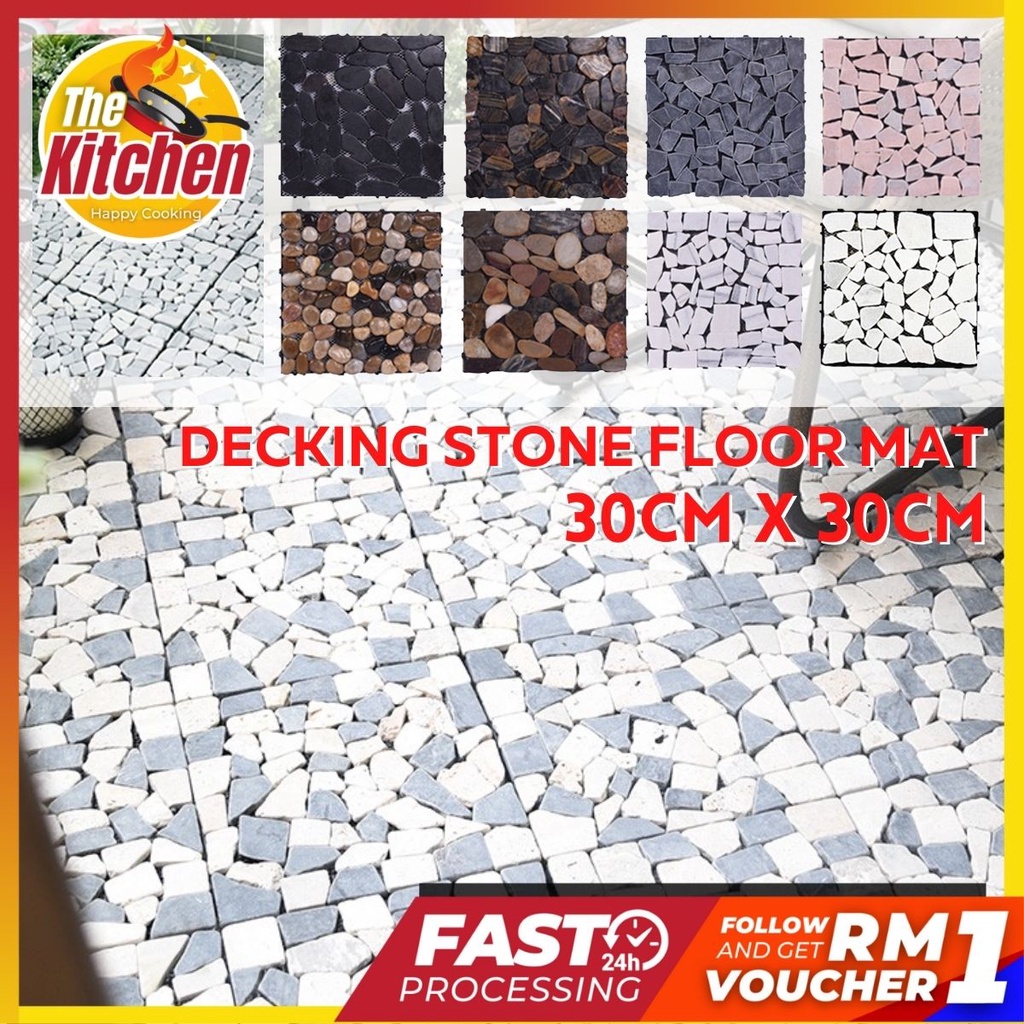 30cm x 30cm Decking Stone Floor Mat Rock Tile Outdoor Garden Flooring ...