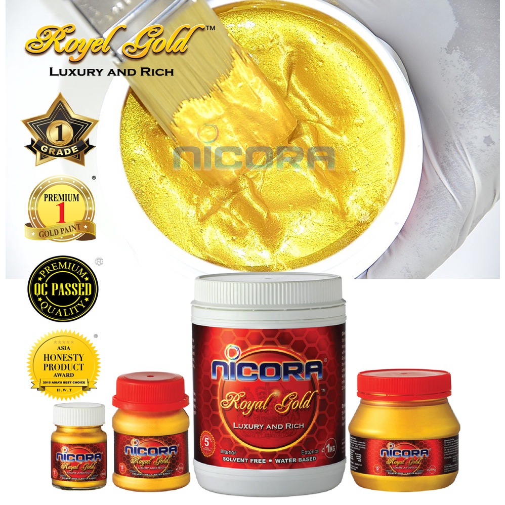 💥NICORA ROYAL GOLD PAINT💥 (1kgm) Water Based Royel Metallic Acrylic ...