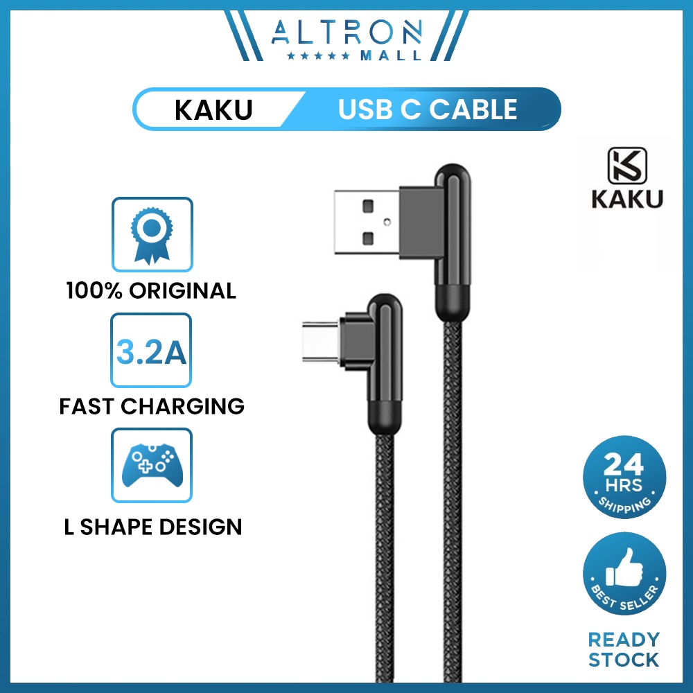 KAKU ZIDAN 3.2A Fast Charging Type C Cable L Shape USB Gaming Micro USB USB C Samsung | Shopee ...