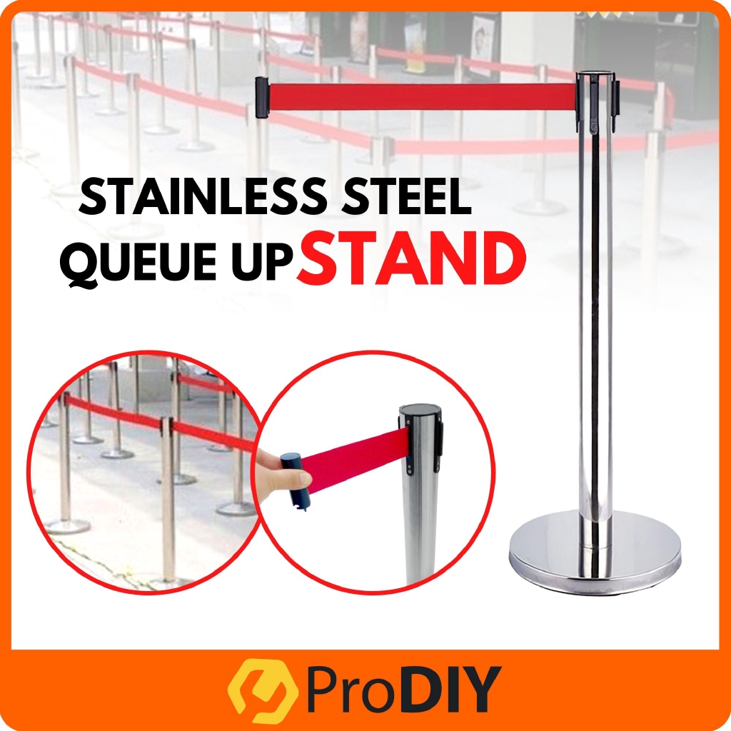 Stainless Steel Queue Up Stand Retractable Belt 2 Meter 90cm Q-Up Pole ...