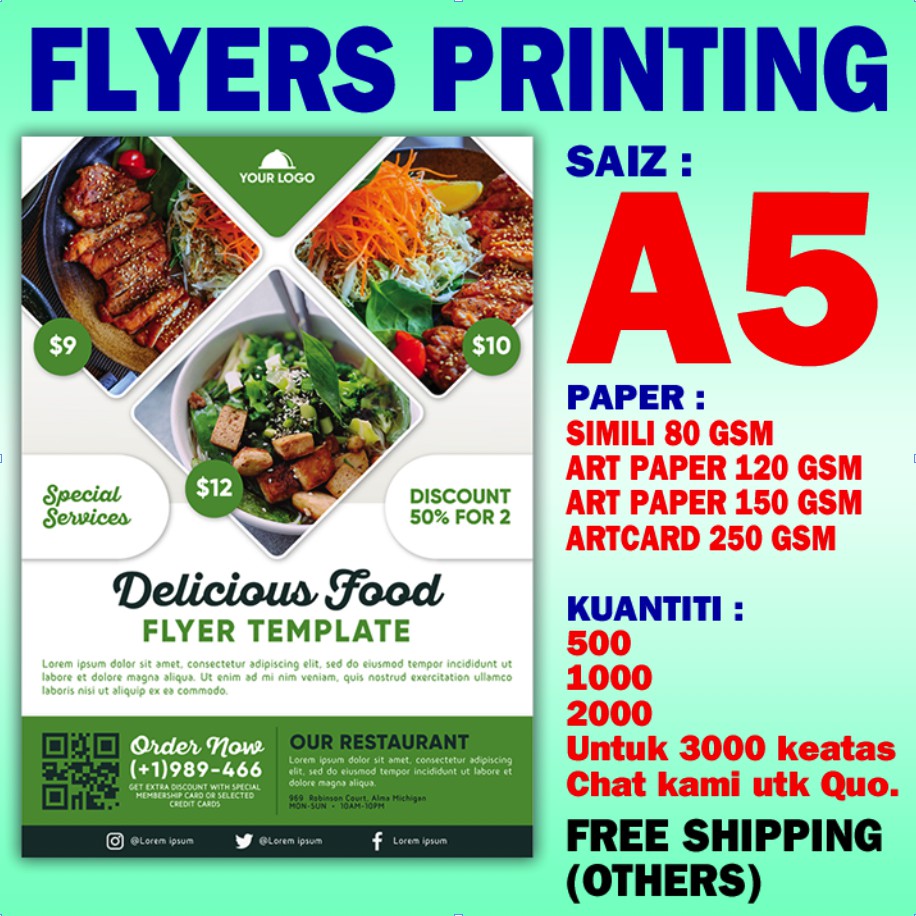 A5 FLYERS PRINTING SERVICES FULL COLOUR | SIZE A5 | CETAKAN FLYERS SAIZ ...