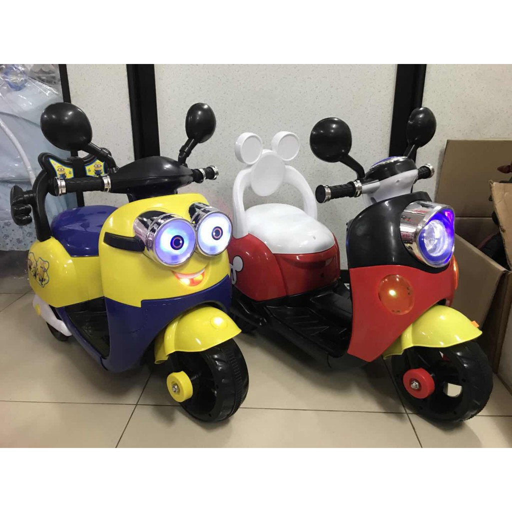 MICKEY & MINION SCOOTER ELECTRIC RIDE ON MOTORBIKE FOR KID | Shopee ...