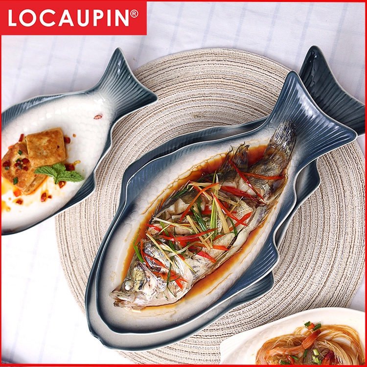 Locaupin Fish Plates Dinner Plates Ceramic Plate Family Dinner Plate ...