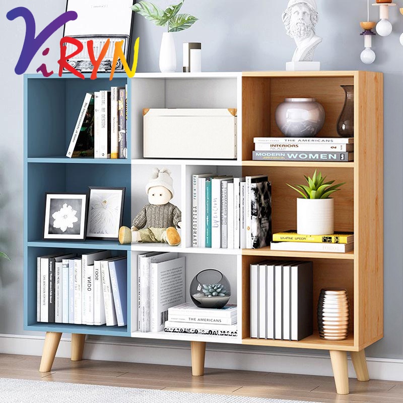 ViRYN Simple Modern Solid Wood Bookshelf Storage Rack Multi-Layer ...