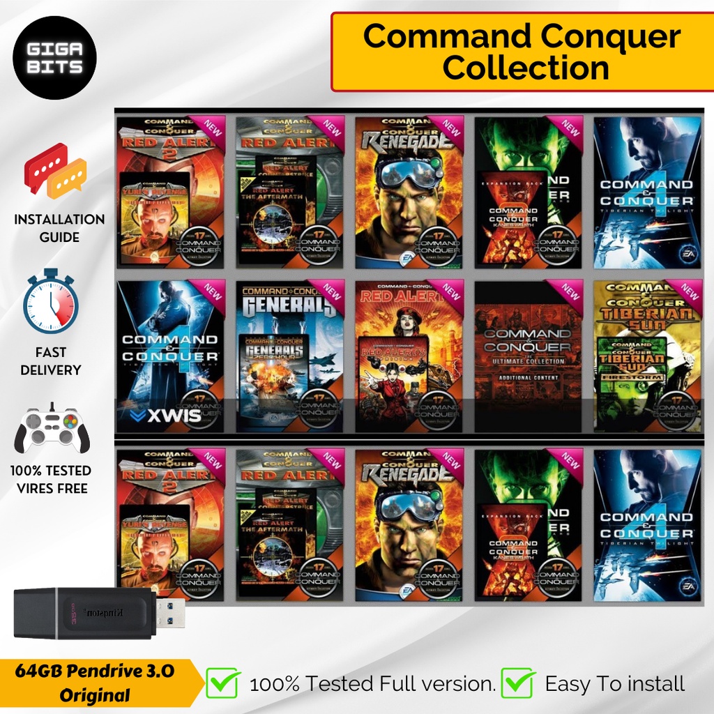 Command and conquer collection support windows 10-11 64gb pendrive Red alert 2 pendrive game pc ...