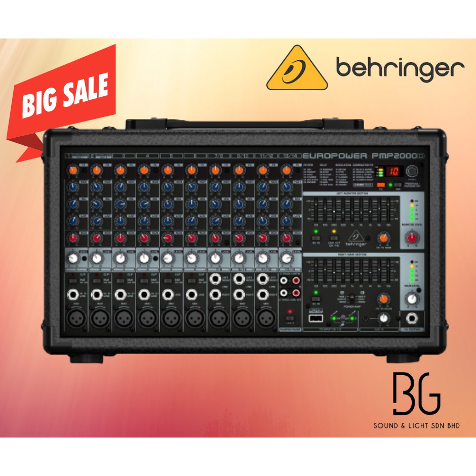 behringer PMP2000D 2000-Watt 14-Channel Powered Mixer with Klark Teknik ...