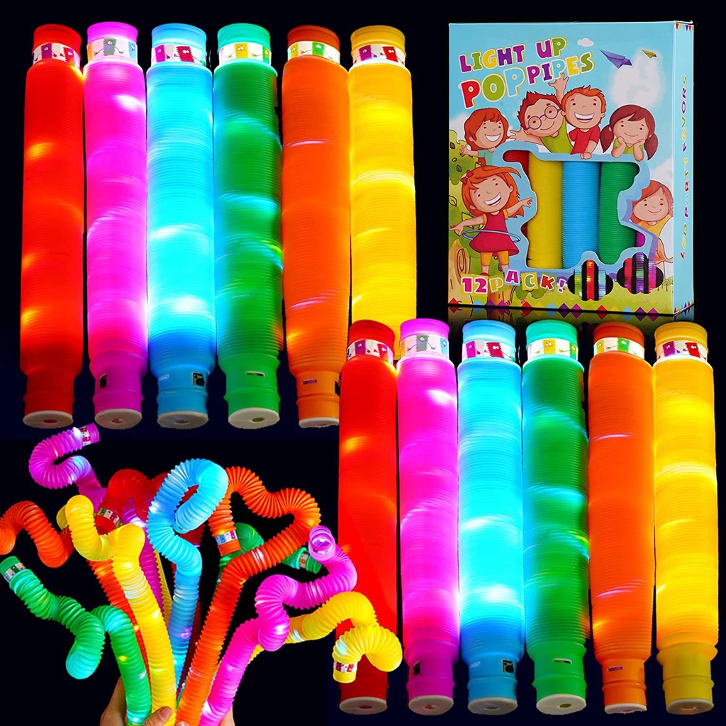 1pc include 14 Leds Pop Tubes Sensory Toys Kids Antistress Autism Light ...
