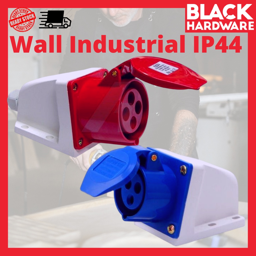 BLACK HARDWARE 16 32A 3 4 Pin Waterproof Splash Proof Wall Industrial ...