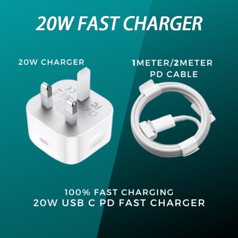 20W Fast Charger Adapter type C output With 1M/2Meter Cable Fast ...
