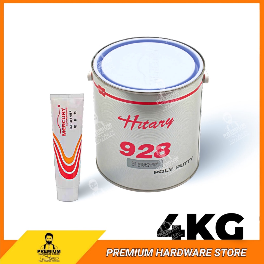 MERCURY NISSAN HITARY 928 POLY CAR PUTTY WITH HARDENER 1KG & 4KG (GREY ...