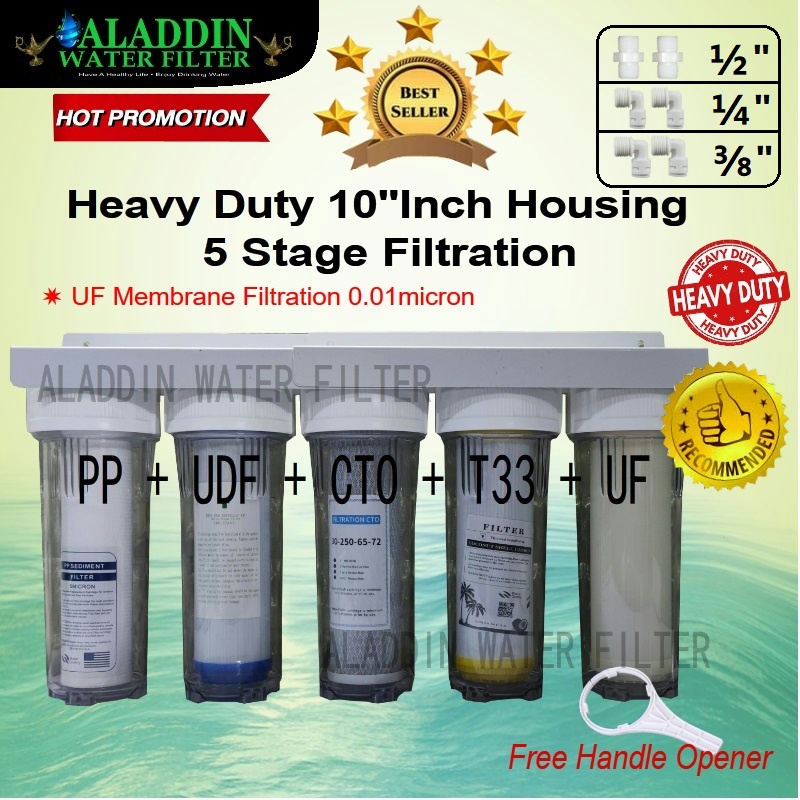 Heavy Duty 10" 5 Stage WATER FILTER /Complete Set /with PP , UDF, CTO ...