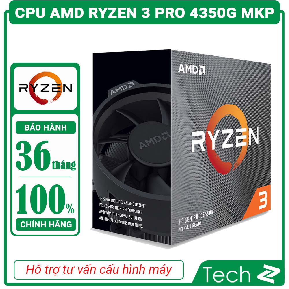 Amd Ryzen 3 PRO 4350G MKP CPU (3.8 GHz turbo upto 4.0GHz / 6MB / 4 Cores, 8 Threads / 65W ...