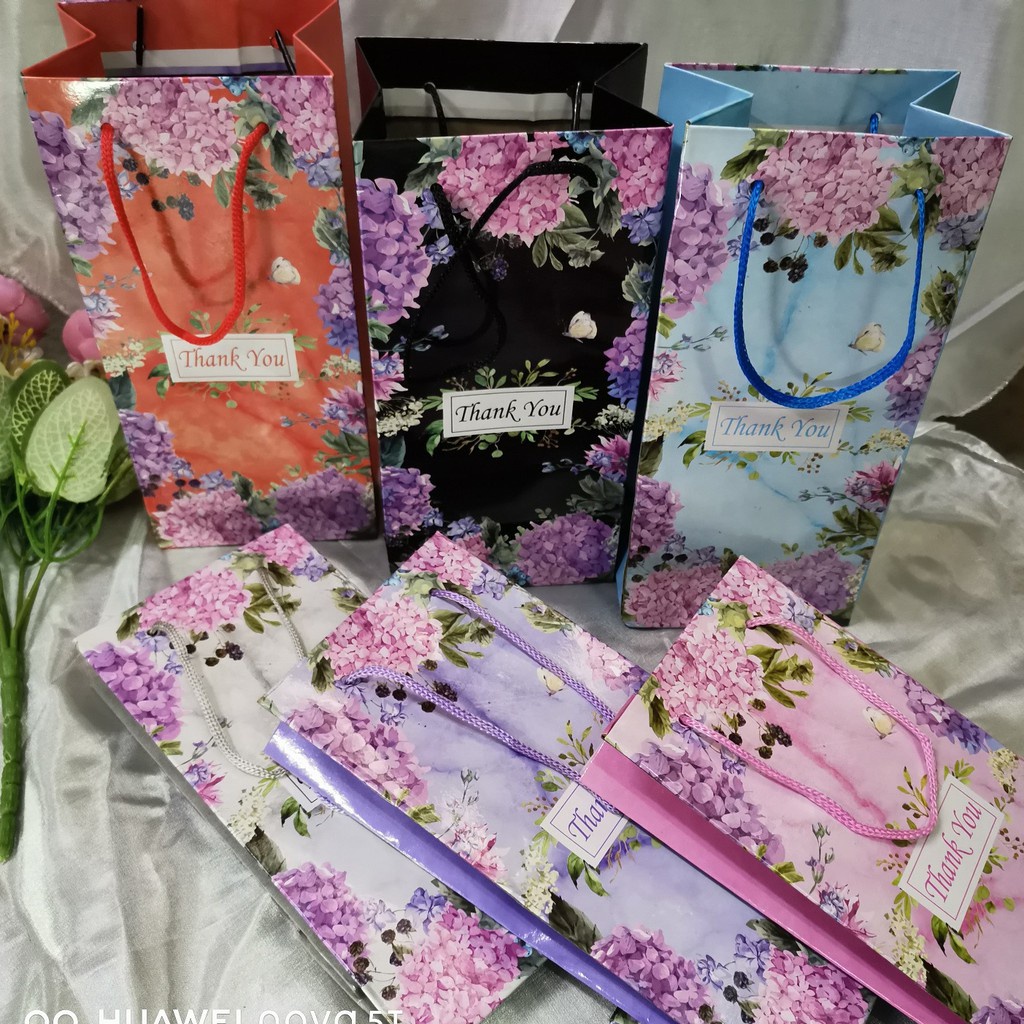 100PCS PAPER BEG FLORAL PRINTED 21CM X 10 CM X 7CM Paper Beg Air Kotak ...