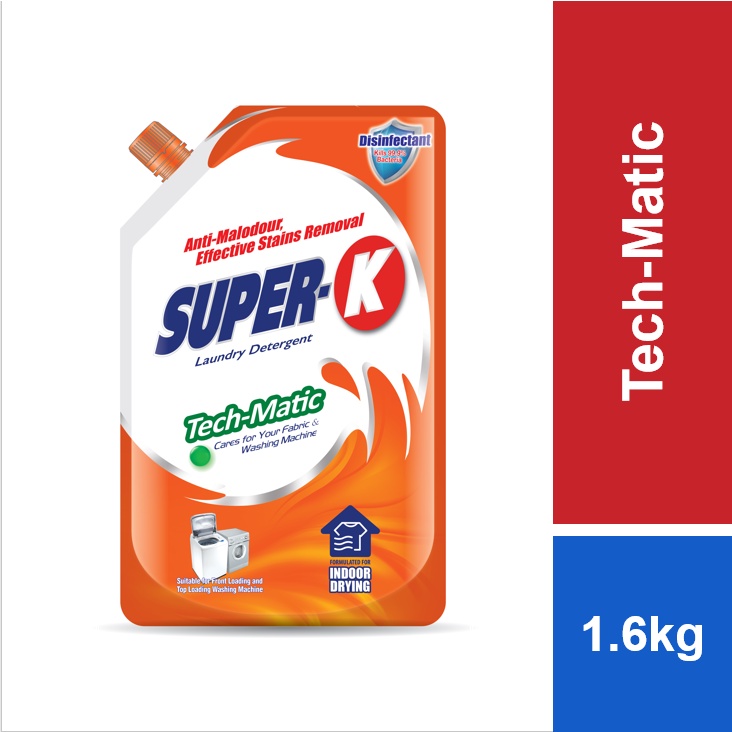 Super-K Laundry Liquid Detergent Tech-Matic 1.6kg | Shopee Malaysia