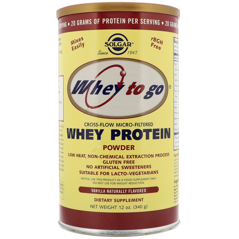 Solgar, Whey To Go, Whey Protein Powder, Vanilla, 12 oz (340 g ...